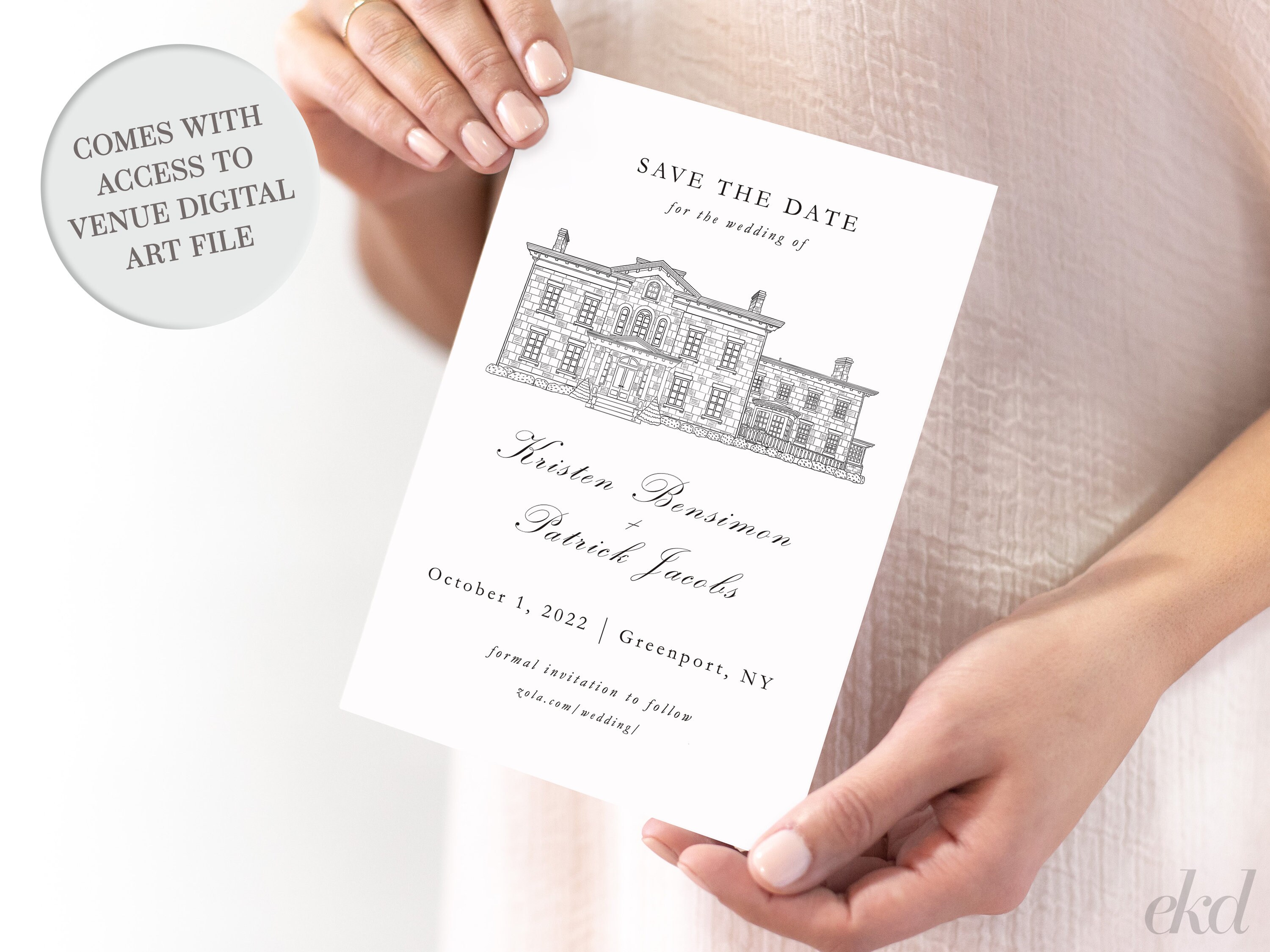 Printable Save the Date Template With Hand-drawn Custom Line-drawing ...