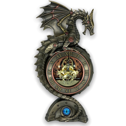 Desk Clock Brass Dragon Clock | Etsy