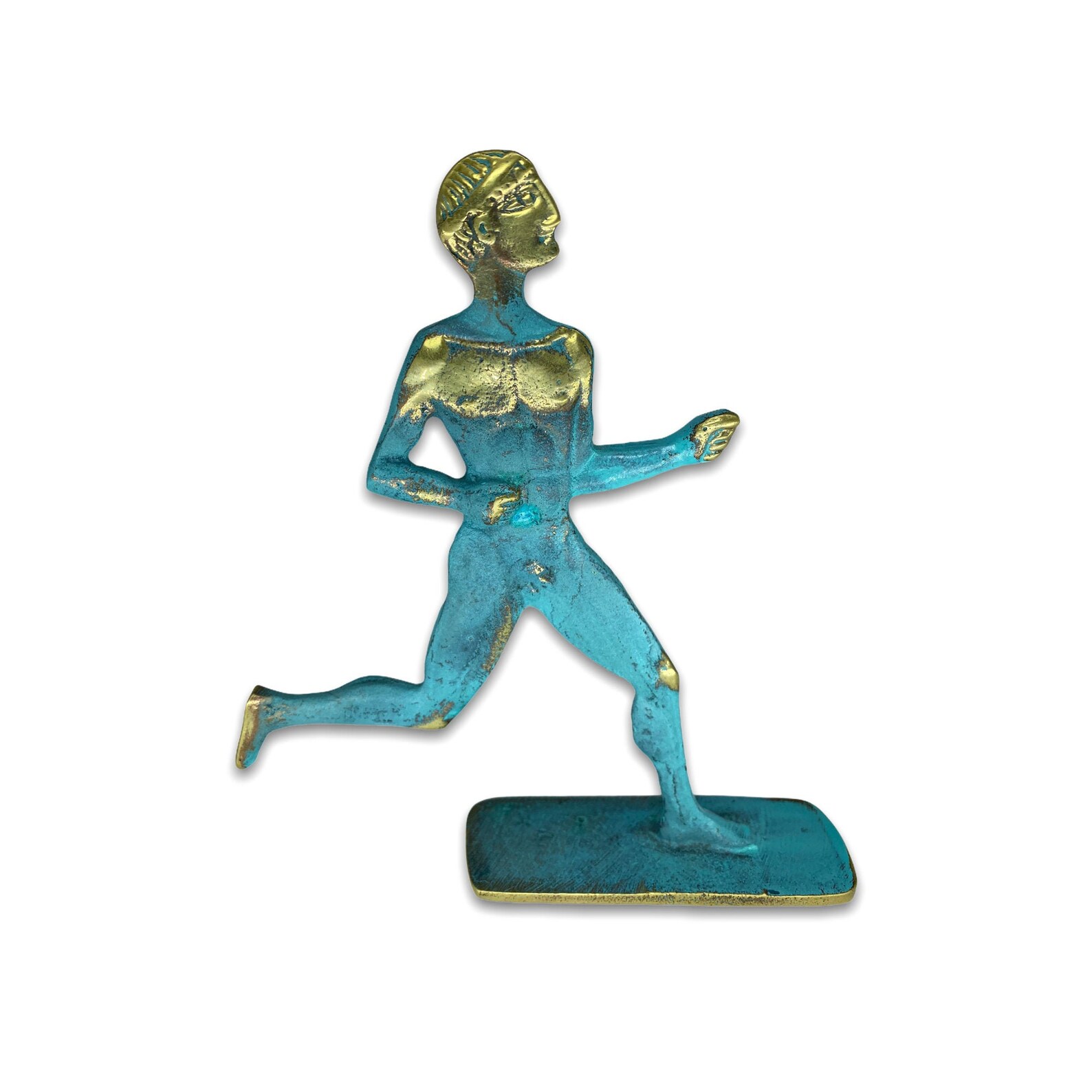 Greek Runner / Ancient Athlete / Handmade and Hand Painted Solid Bronze ...