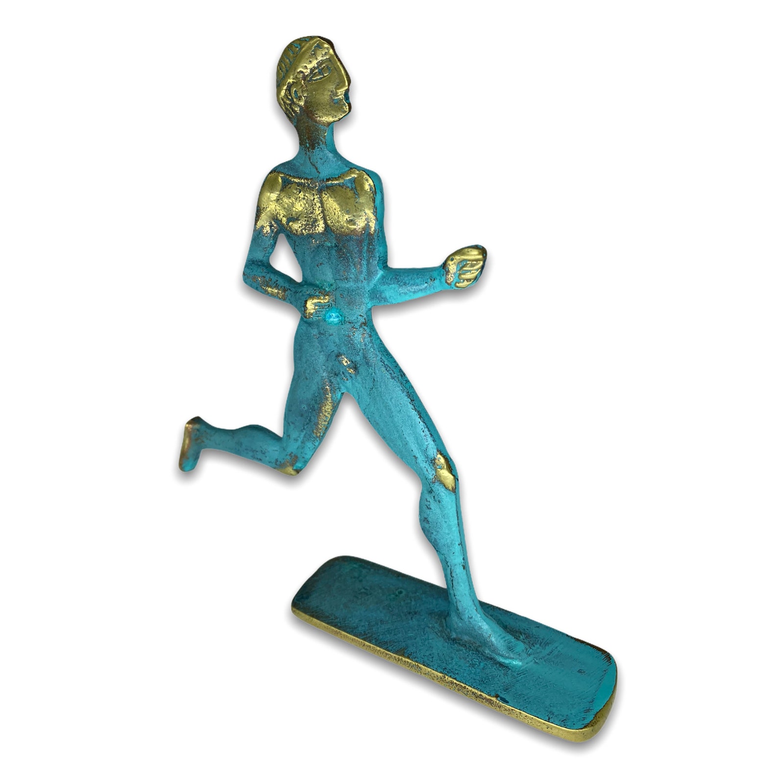 Greek Runner / Ancient Athlete / Handmade and Hand Painted Solid Bronze ...