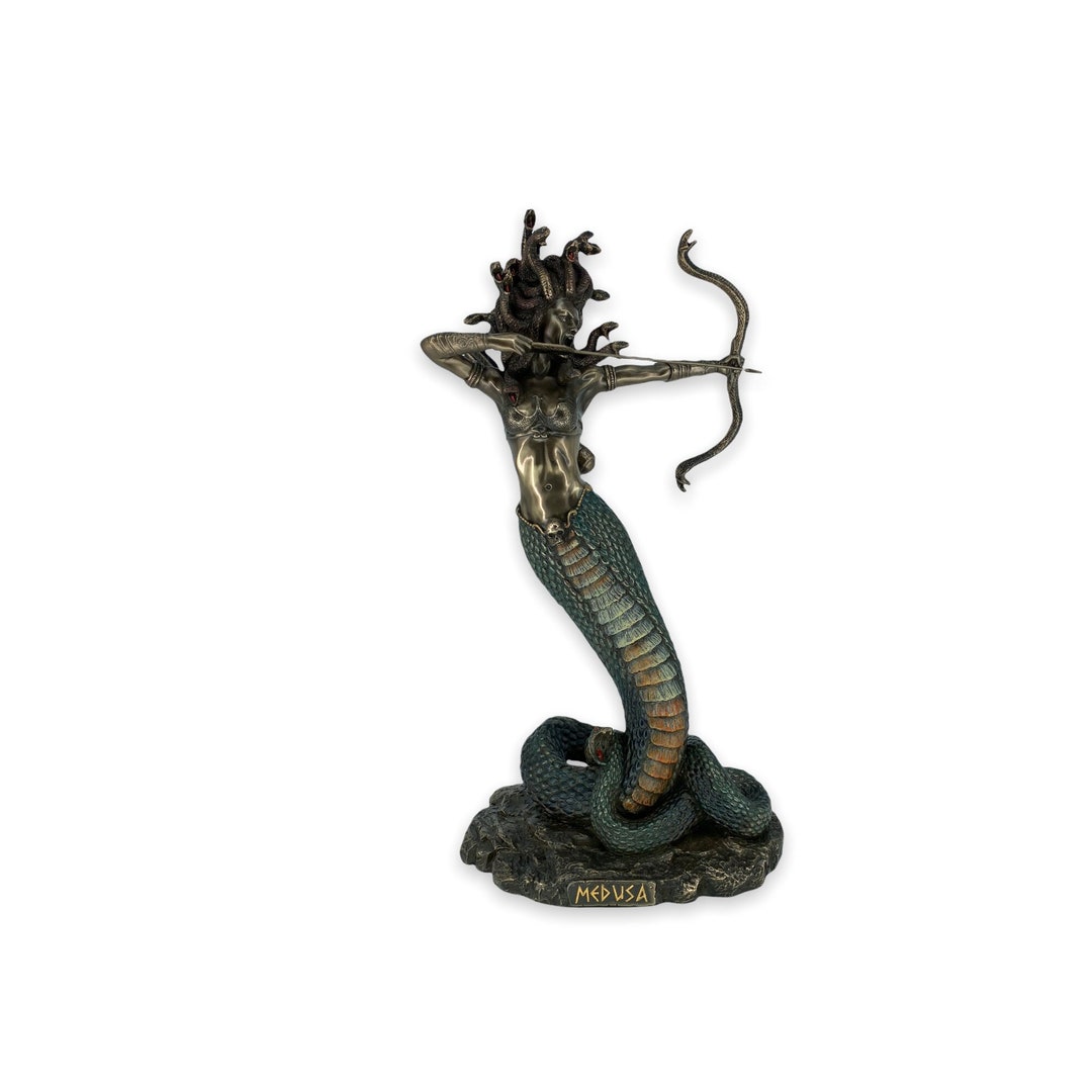 Medusa With Bow Greek Mythological Monstrous Gorgon Bronze Plated ...