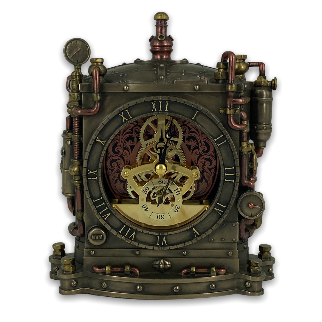 Steampunk Table Clock Veronese Design Very Detailed Bronze Plated ...