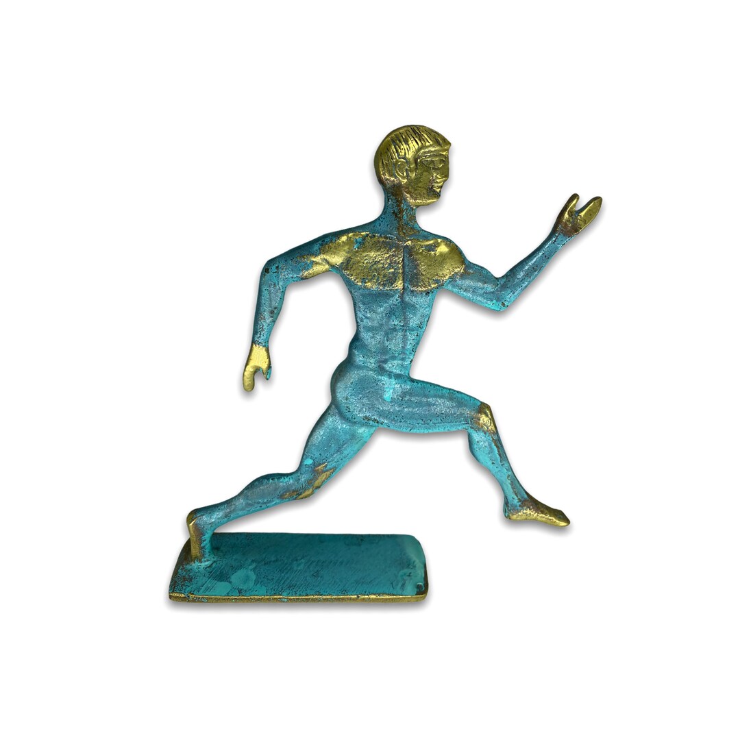 Greek Runner / Ancient Athlete / Handmade and Hand Painted Solid Bronze ...