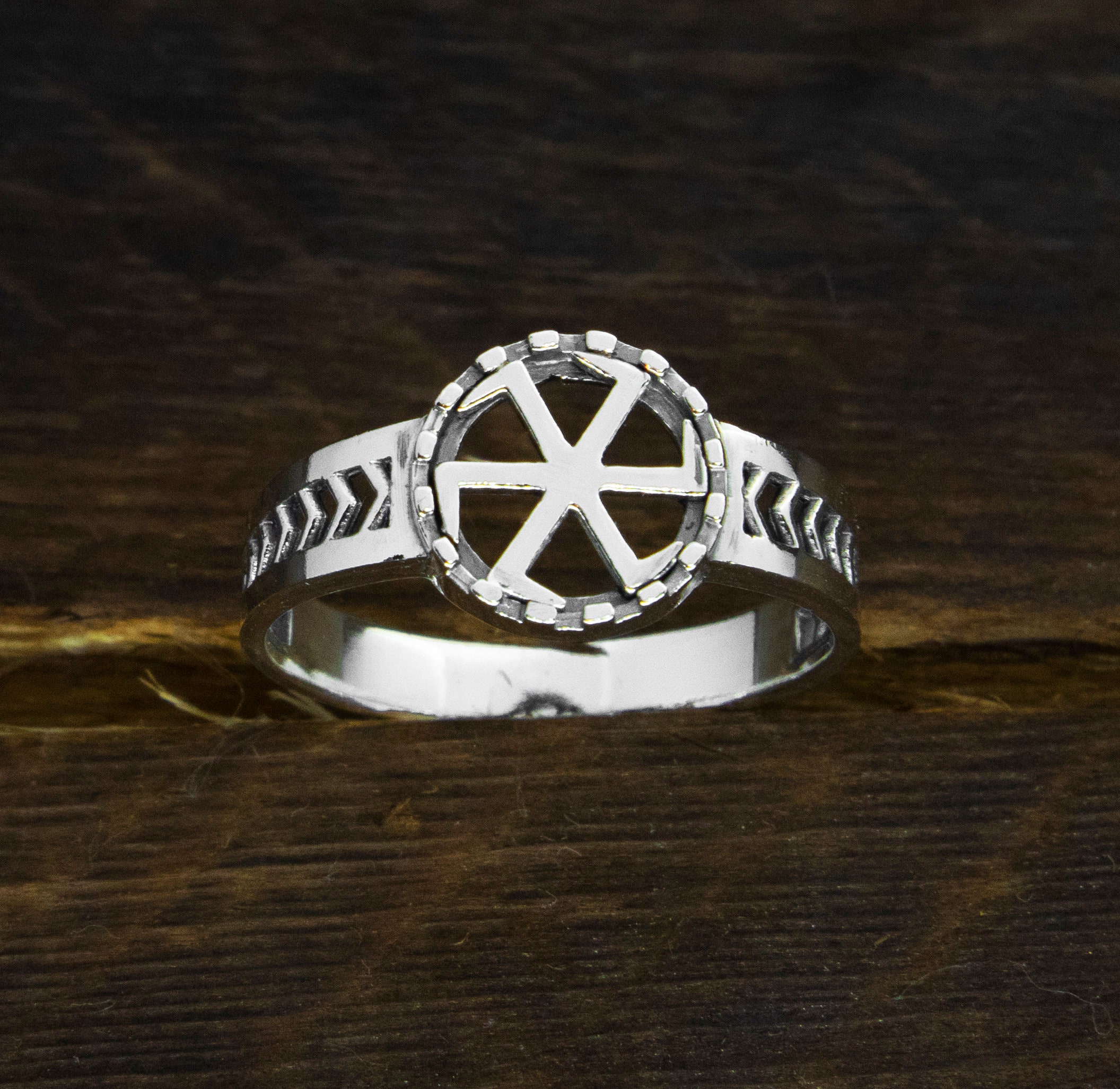 Slavic Ornaments Silver ring Big Silver Kolovrat Ring | Etsy
