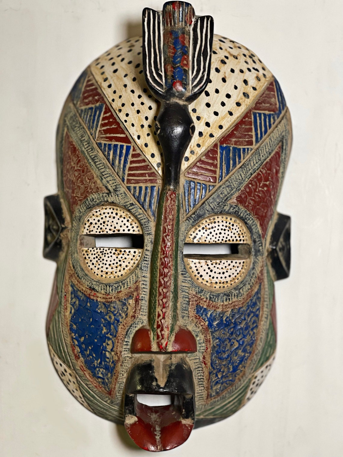 Wood Carved Colourful African Mask - Etsy