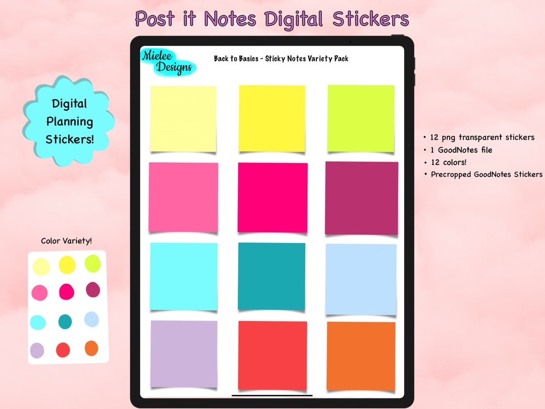 Post It Notes Stickers - Back to Basics, Sticky Notes Digital Stickers ...