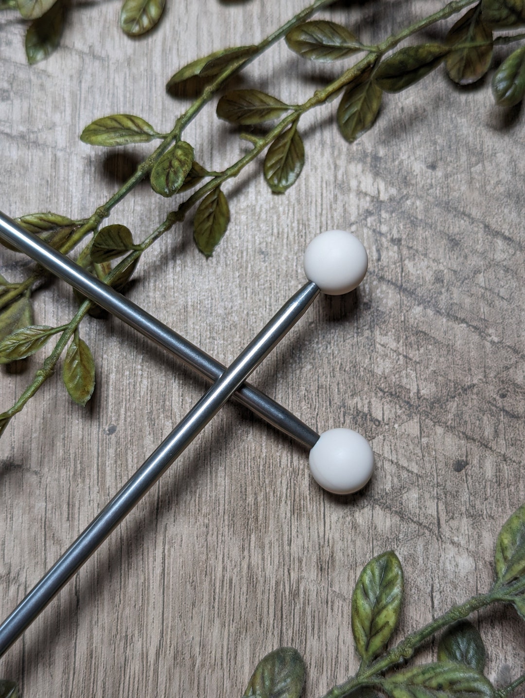 Ivory Round Sphere Stitch Stoppers, Knitting Needle Point Protectors ...