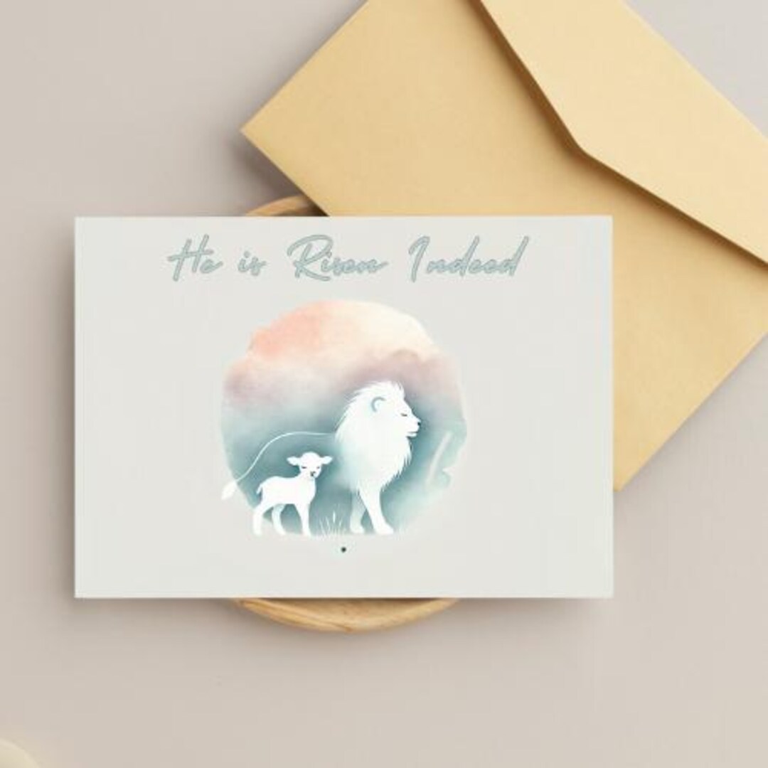 PRINTABLE Easter Greeting Card, Lion and Lamb Easter Card, Happy Easter ...