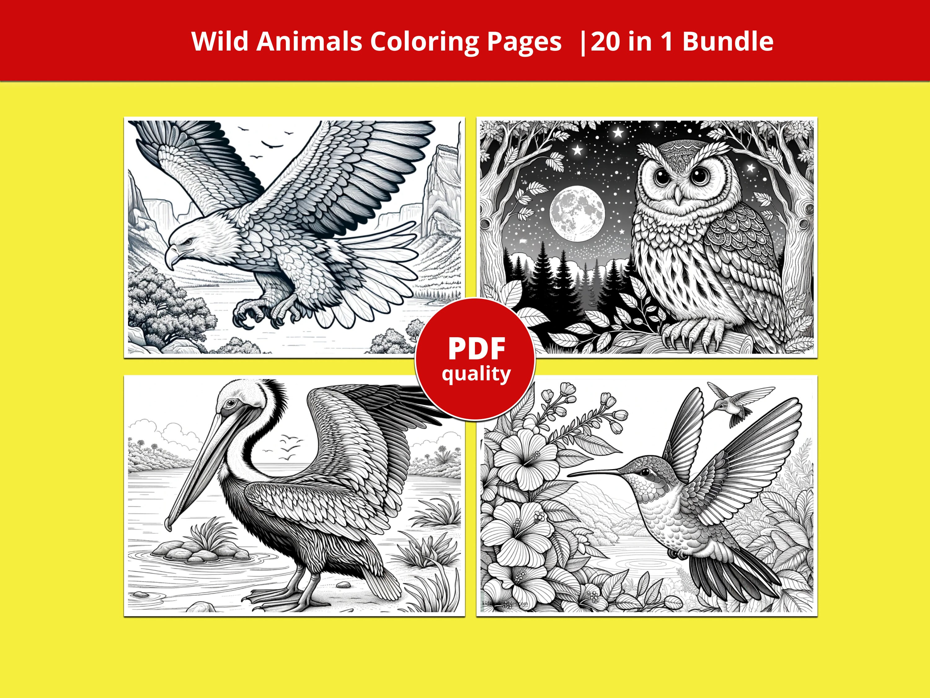 Wild Animals Coloring Pages 20 Colorings in 1 Bundle Animal Coloring ...