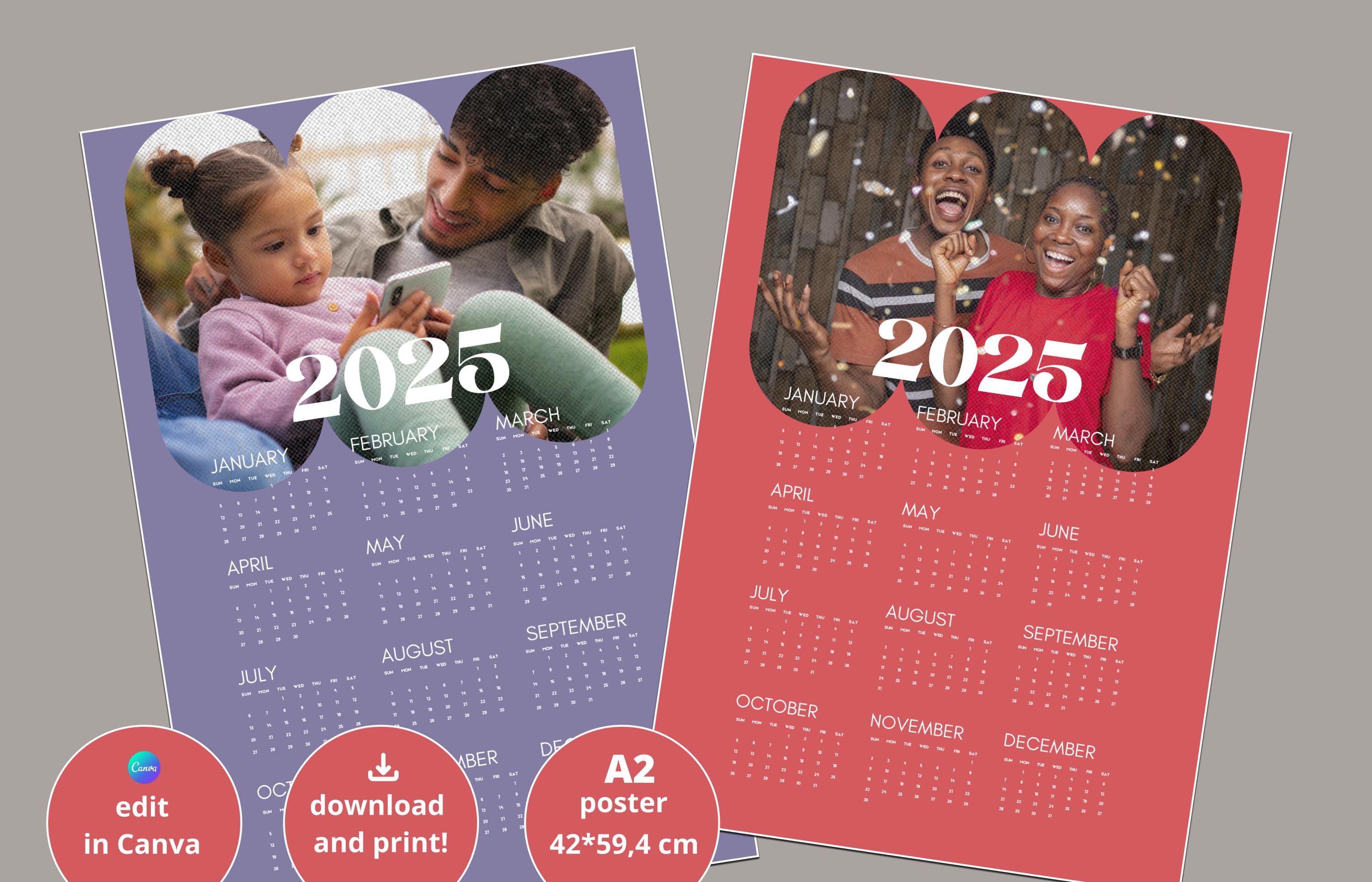 Editable Photo Calendar - Canva Template | Printable Yearly Calendar ...