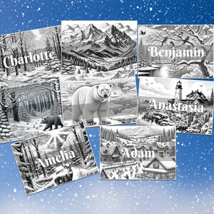 Custom Name Coloring Pages - Winter Moments Collection | 8 Editable ...