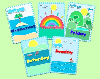 Days of the Week Flashcards - Etsy