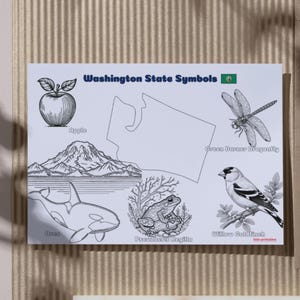 Washington State Symbols Art Print | Washington State Coloring Page ...