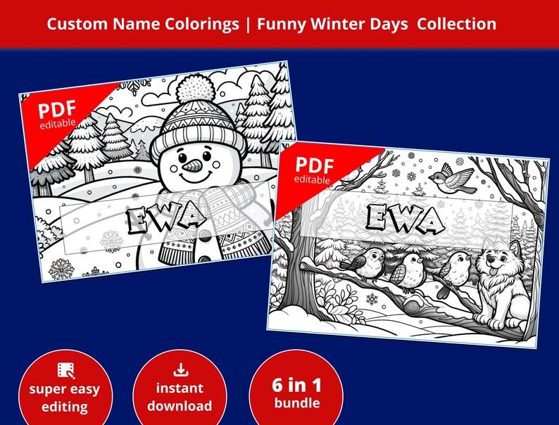 Personalized Name Coloring Templates Fun Winter Coloring Collection 6 ...