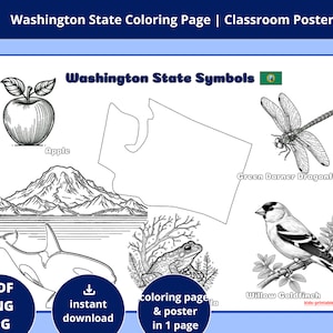 Washington State Symbols Art Print | Washington State Coloring Page ...