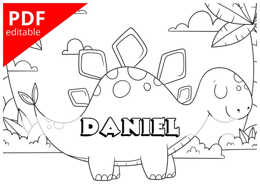 Personalized Name Coloring Pages Cute Dino Coloring Page With Your Name ...