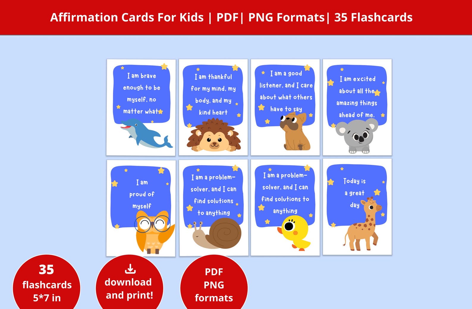 Children's Positive Affirmation Cards | Set of 35 Affirmation Cards ...