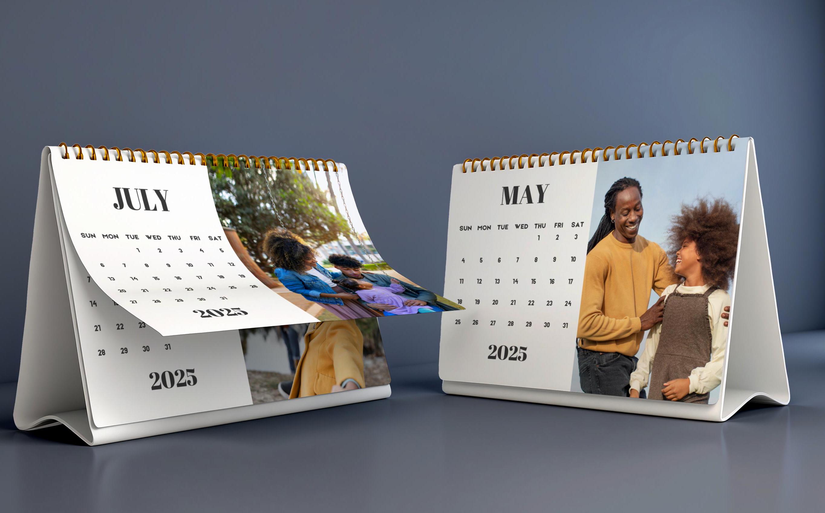 Mini Desk Photo Calendar 2025 - Editable Canva Template | Personalized ...