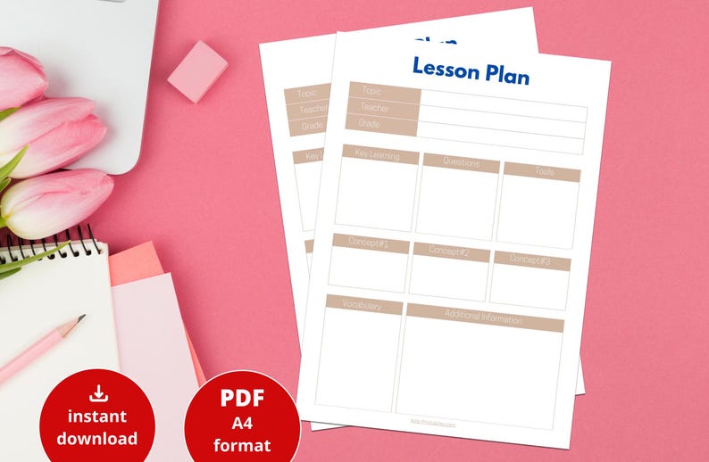 Minimalistic Lesson Plan Printable| Digital Download |A4 Pdf|teachers ...