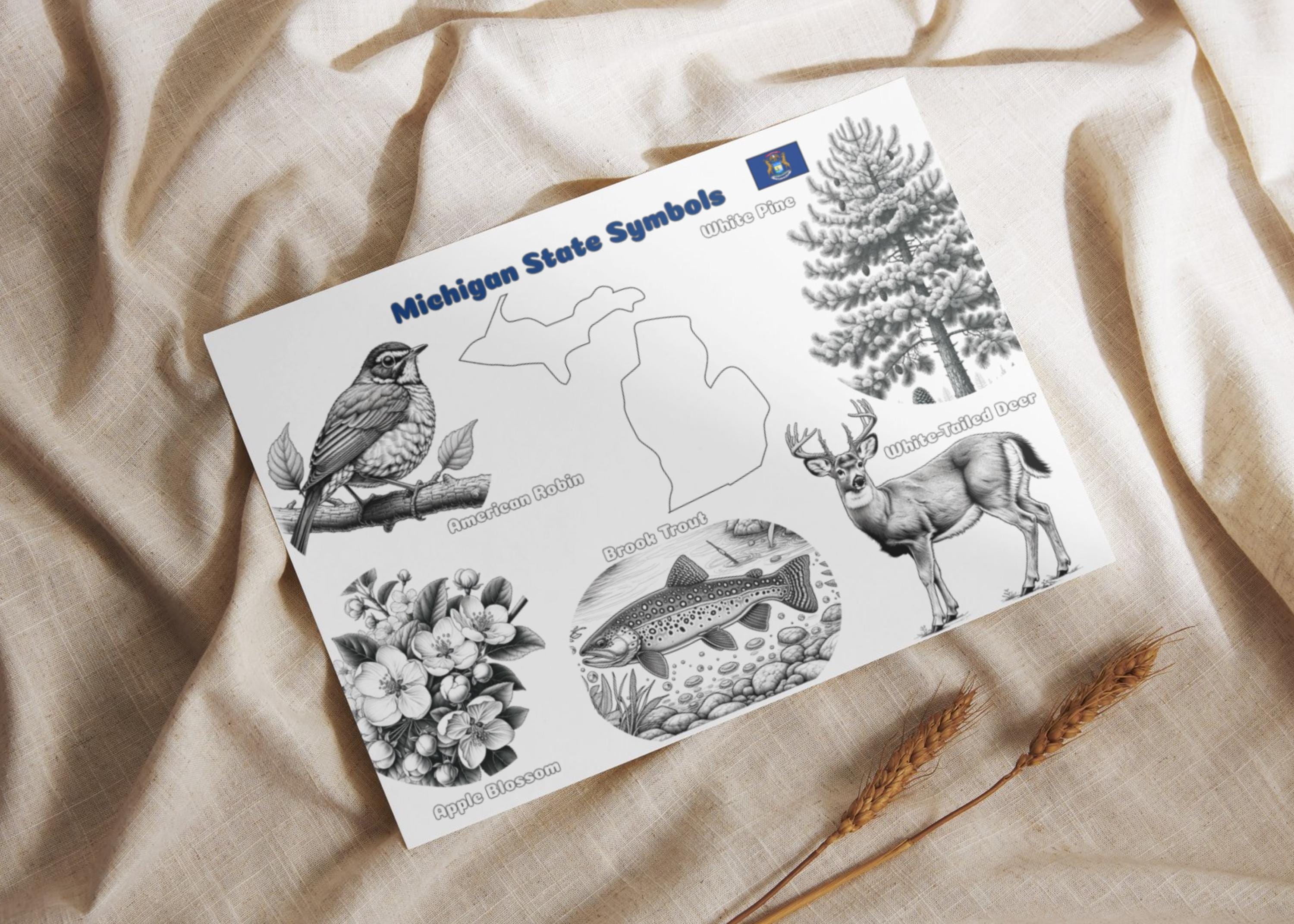 Michigan Coloring Page |united States Coloring| Michigan State Shape ...