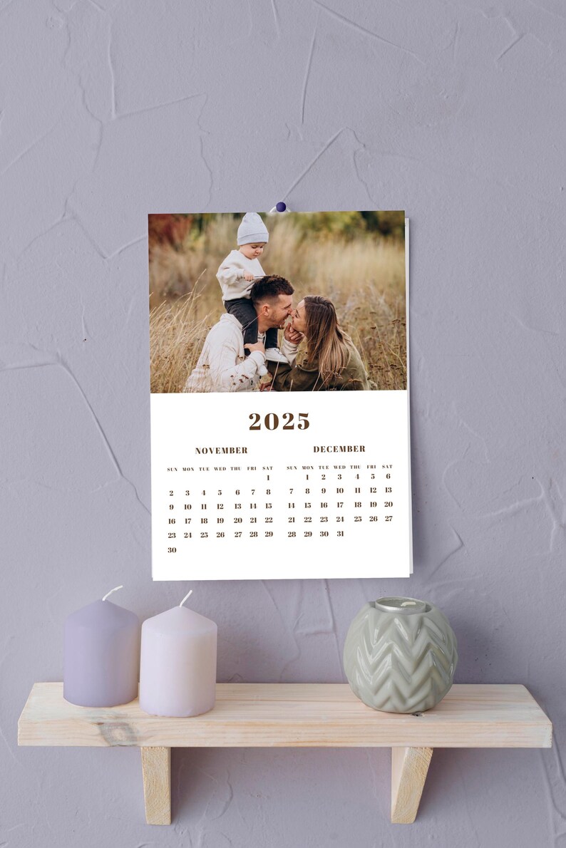 Custom Photo Yearly Calendar 2025 | Canva Template | A4 Printable ...