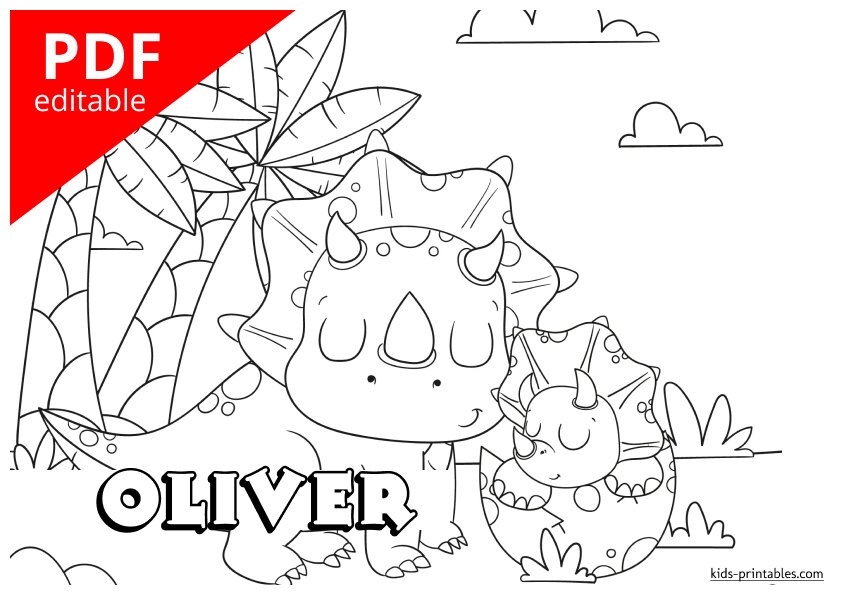 Personalized Name Coloring Pages Cute Dino Templates - Etsy