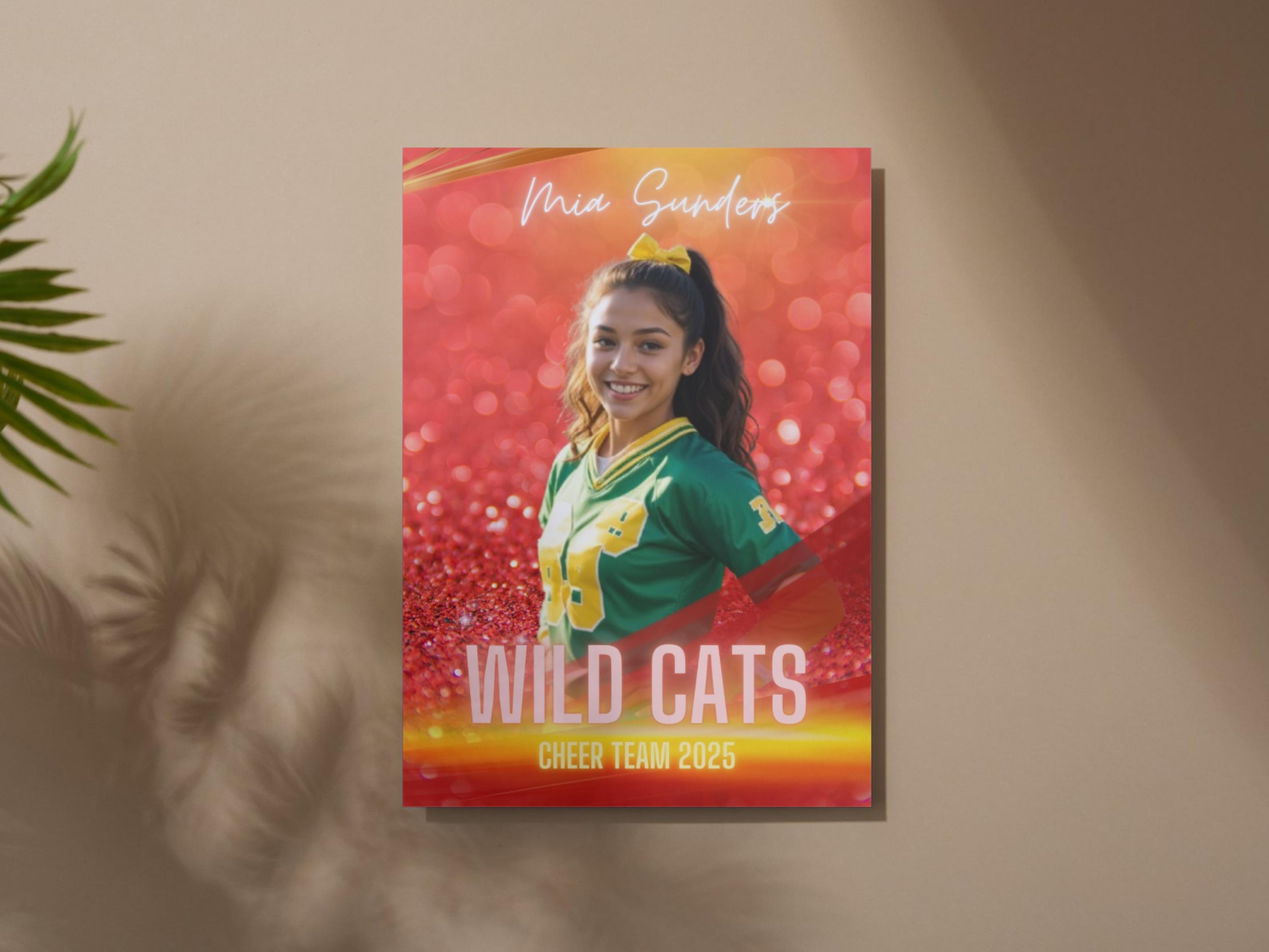 Personalized Cheerleader Poster With Sparkling Lights Editable Canva ...