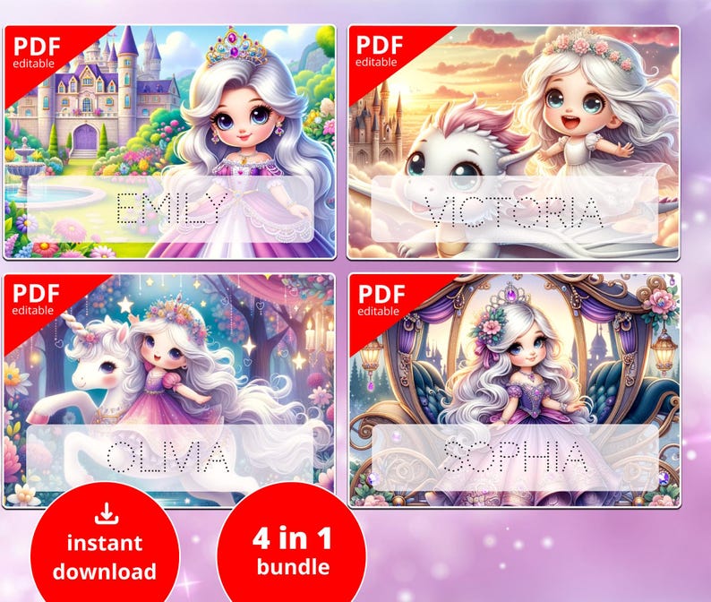 Custom Tracing Name Worksheets | Fairy Tale Collection | Princess ...