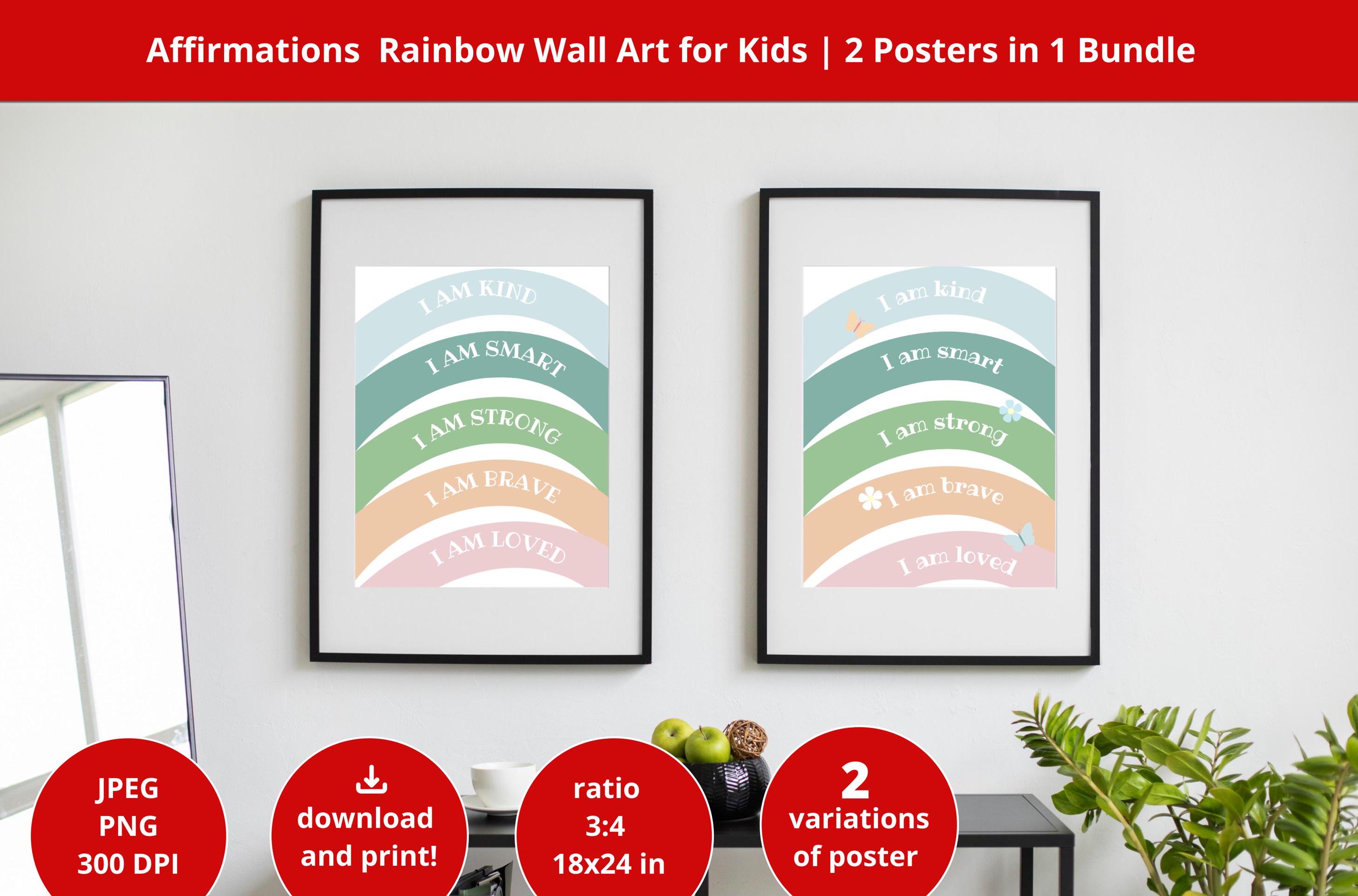 Motivation Poster for Children | Affirmation Wall Art | Kids Room Decor ...