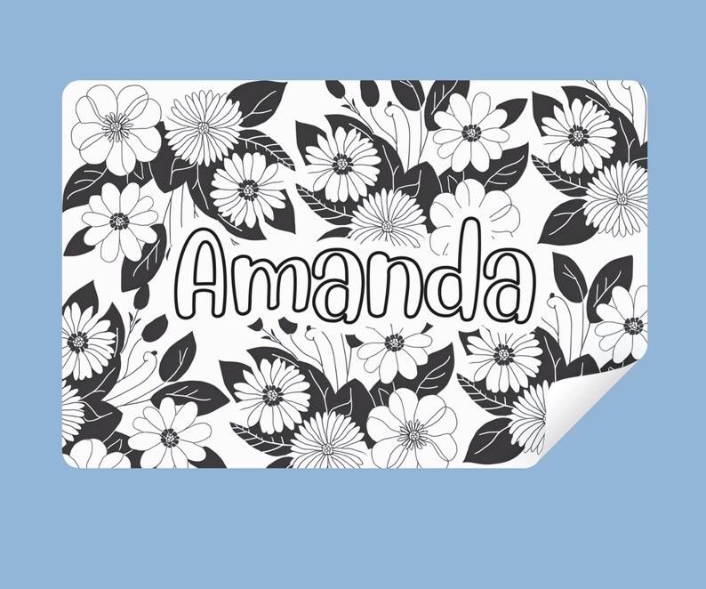 Custom Name Coloring Wall Art Floral Theme | Floral Name Coloring ...