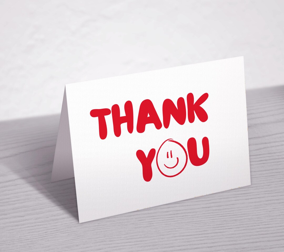 Thank You Card With Smiling Cute Face | Smiley Thank You Card ...