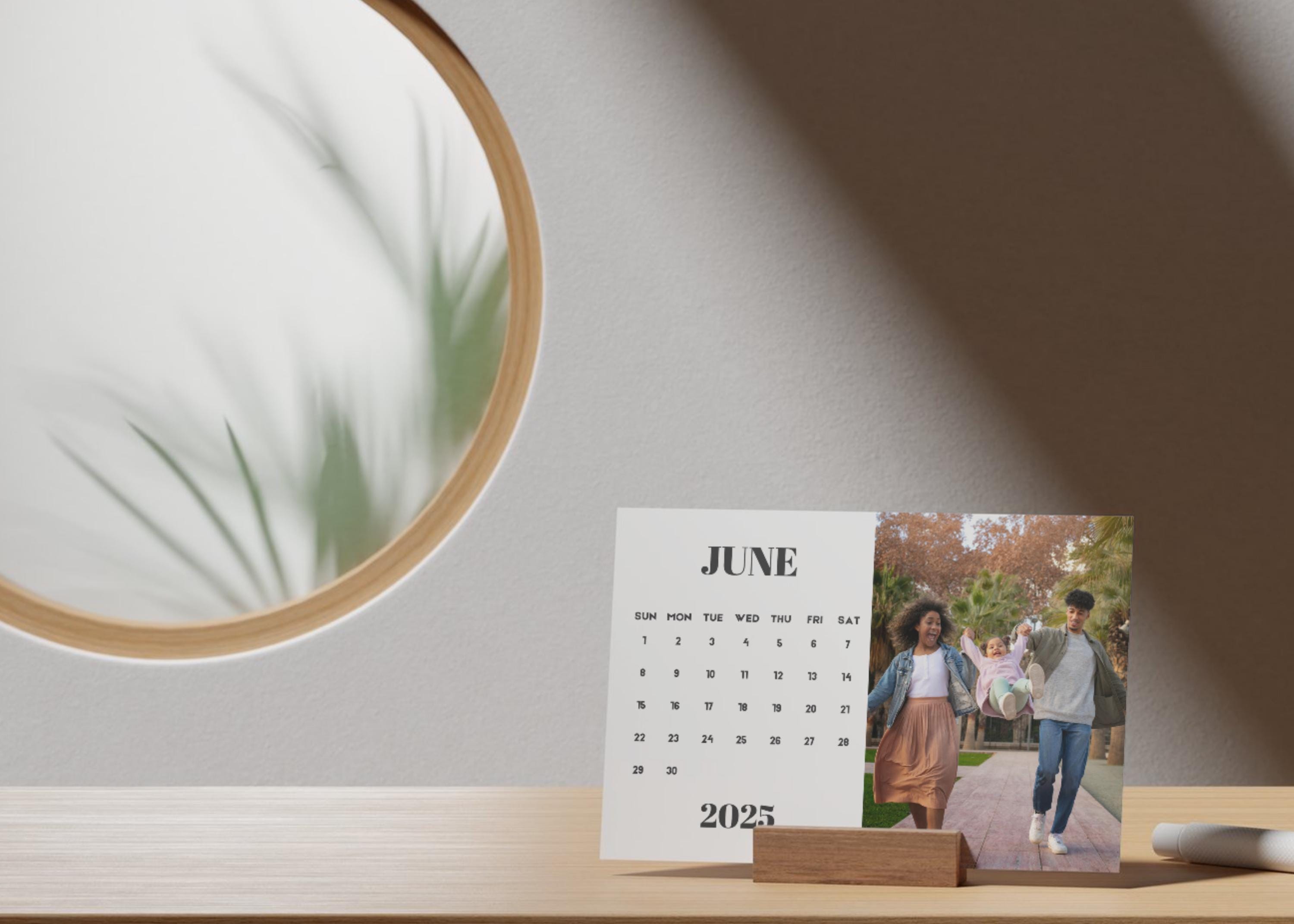 Mini Desk Photo Calendar 2025 - Editable Canva Template | Personalized ...