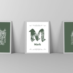 Custom Name Sign Wall Art | Castle Theme | Personalized Name Poster ...