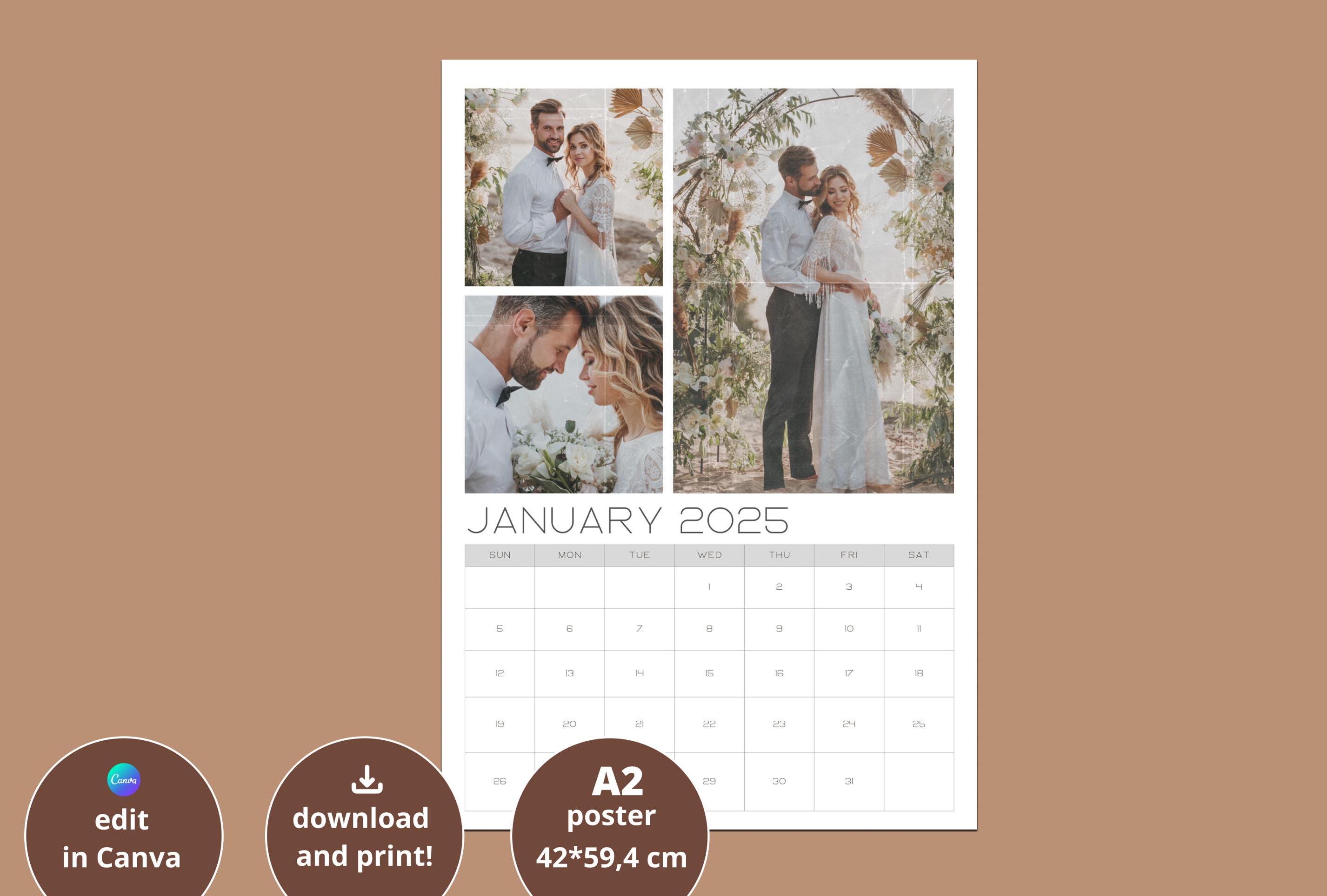 January 2025 Custom Calendar With Your Images | Editable Canva Template ...