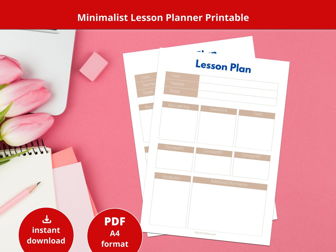 Minimalistic Lesson Plan Printable Digital Download A4 Pdfteachers ...
