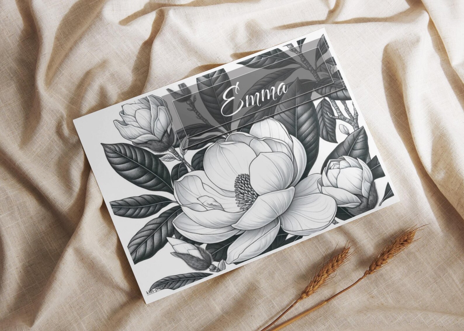 Custom Name Coloring Page | Orchids and Magnolia Flowers Coloring Page ...