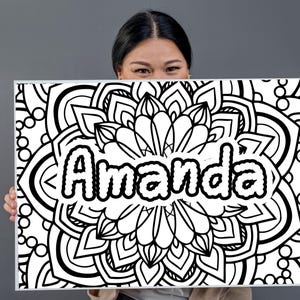 Your Name Coloring Poster | Printable Name Mandala Wall Art | Name Wall ...