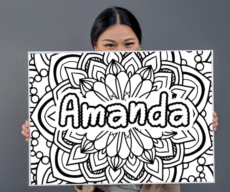 Your Name Coloring Poster | Printable Name Mandala Wall Art | Name Wall ...