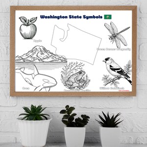 Washington State Symbols Art Print | Washington State Coloring Page ...