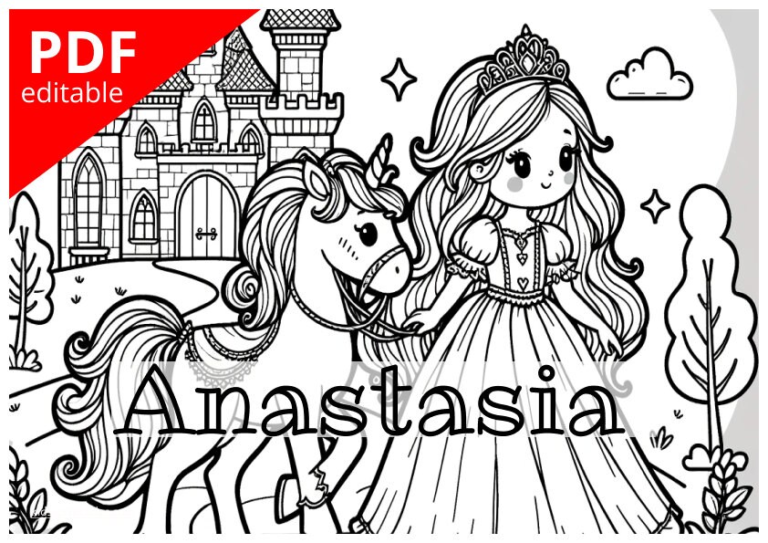 Your Name Coloring Page Printable | Princess Templates 3 in 1 | Custom ...