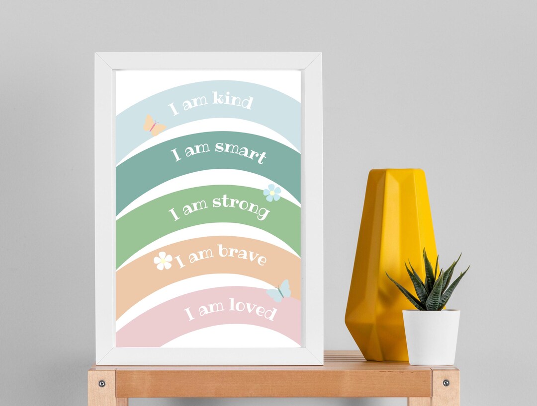 Motivation Poster for Children | Affirmation Wall Art | Kids Room Decor ...