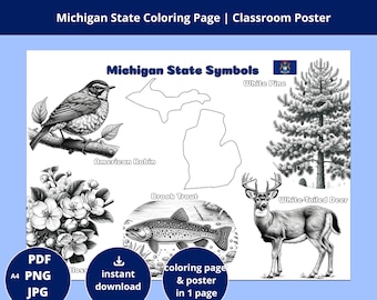 Michigan Coloring Page - Etsy