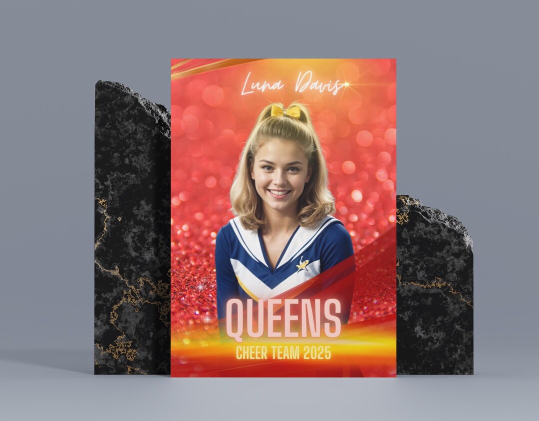Personalized Cheerleader Poster With Sparkling Lights | Editable Canva ...
