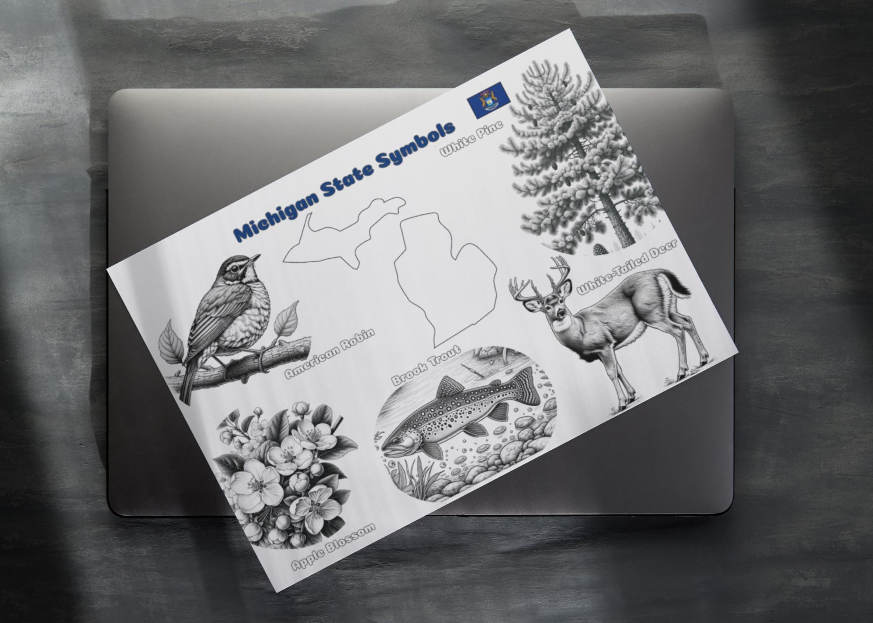 Michigan Coloring Page |united States Coloring| Michigan State Shape ...