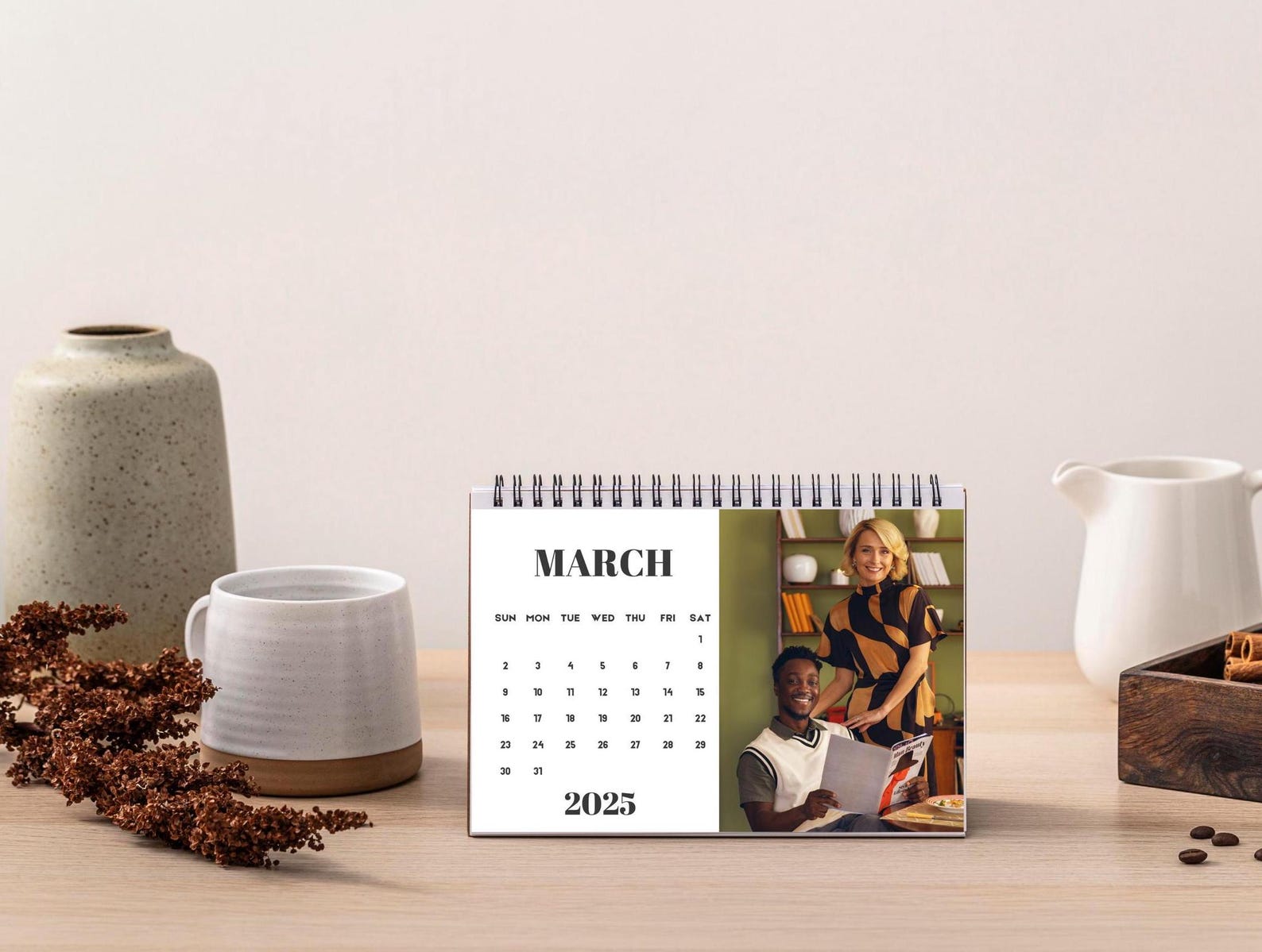 Mini Desk Photo Calendar 2025 - Editable Canva Template | Personalized ...