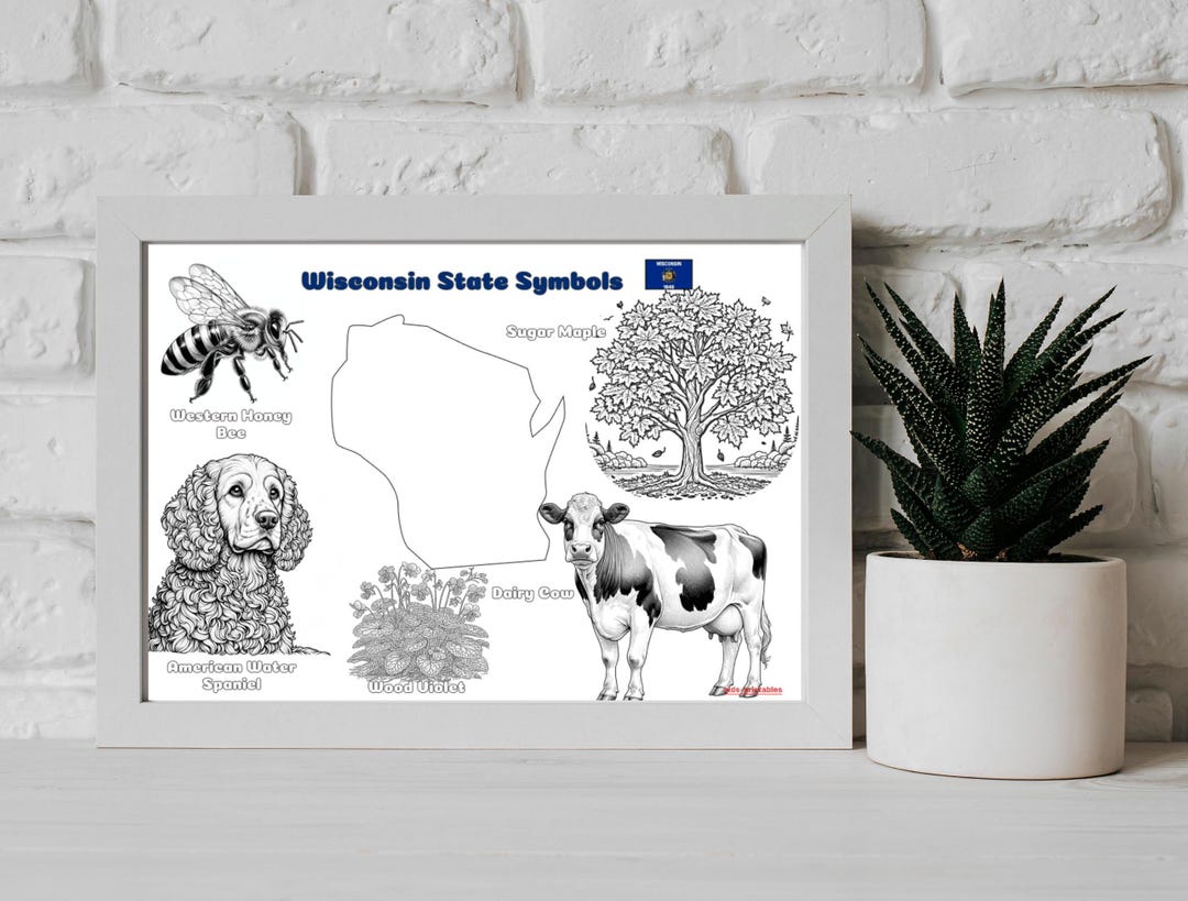 Wisconsin Coloring Page | United States Worksheets | State Poster ...
