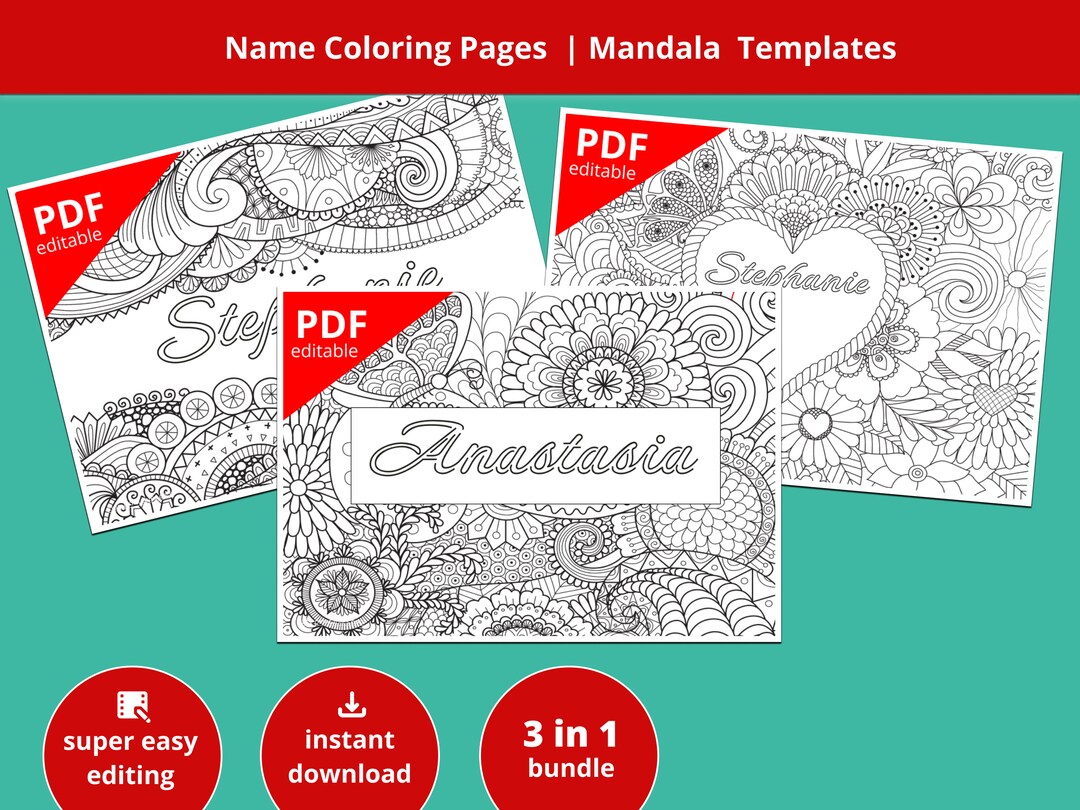 Personalized Mandala Name Coloring Bundle Custom Mandala Name Coloring ...