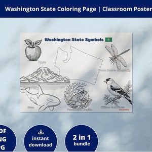Washington State Symbols Art Print Washington State Coloring Page State ...
