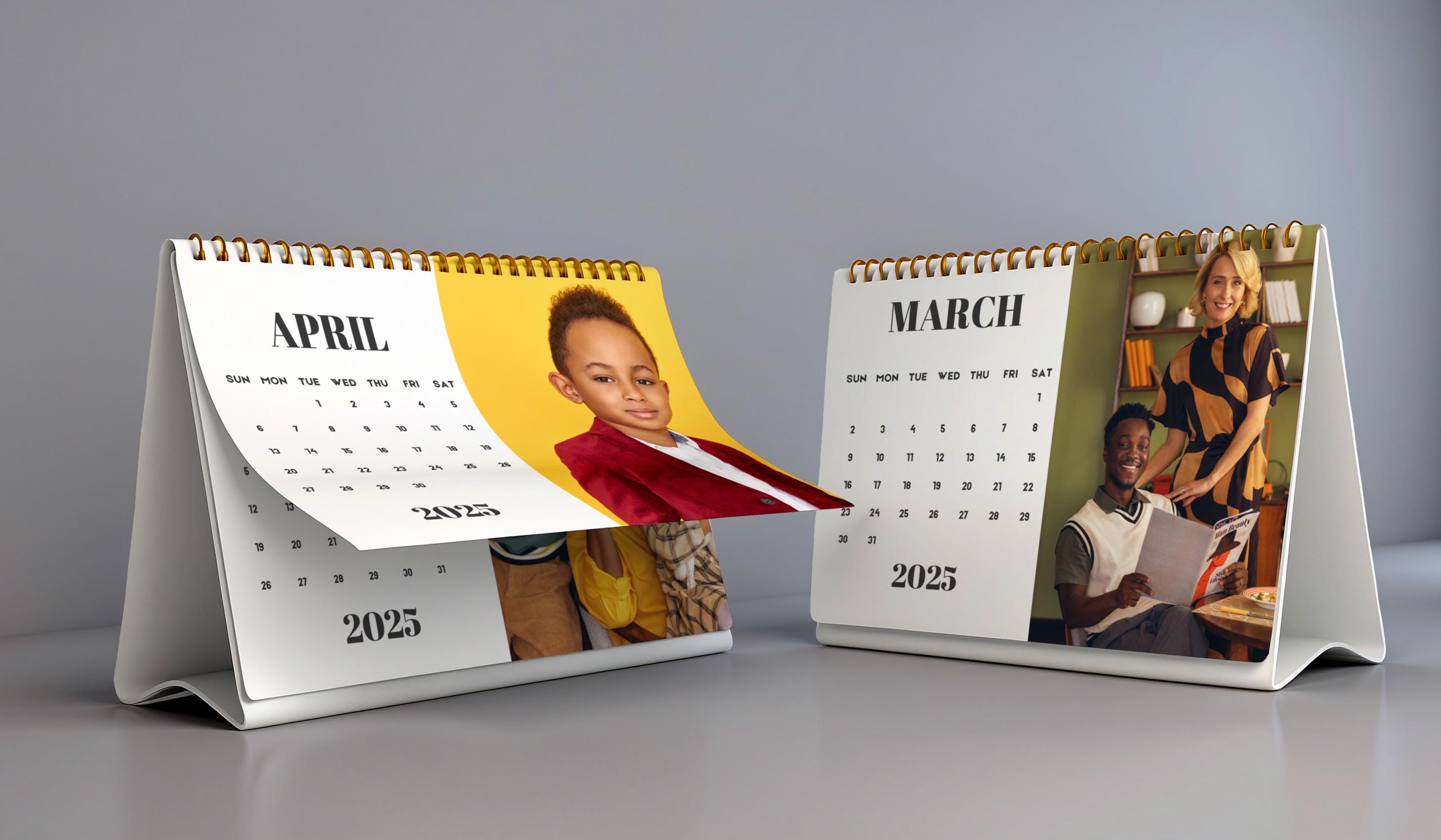 Mini Desk Photo Calendar 2025 - Editable Canva Template | Personalized ...