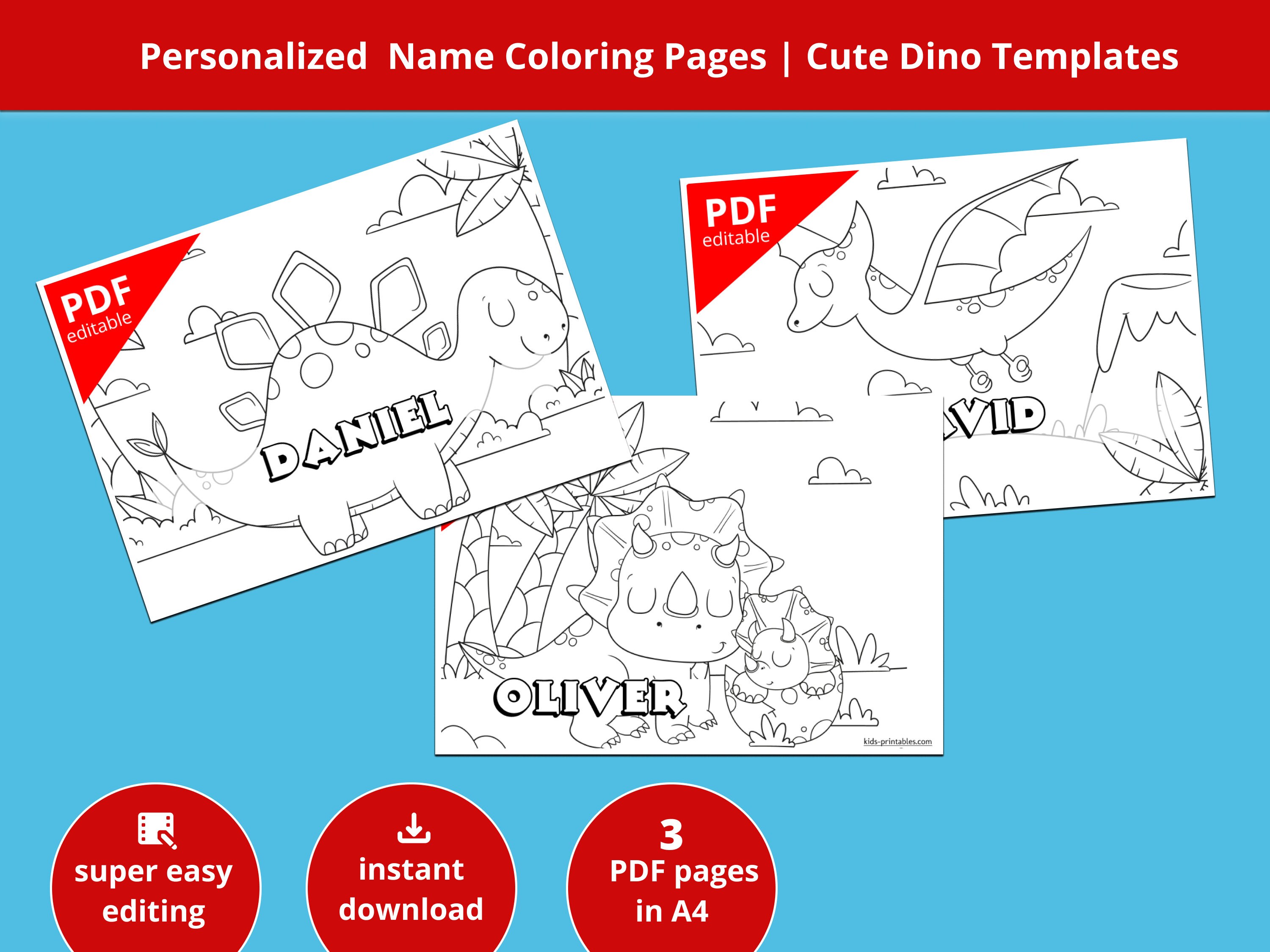 Personalized Name Coloring Pages Cute Dino Coloring Page With Your Name ...
